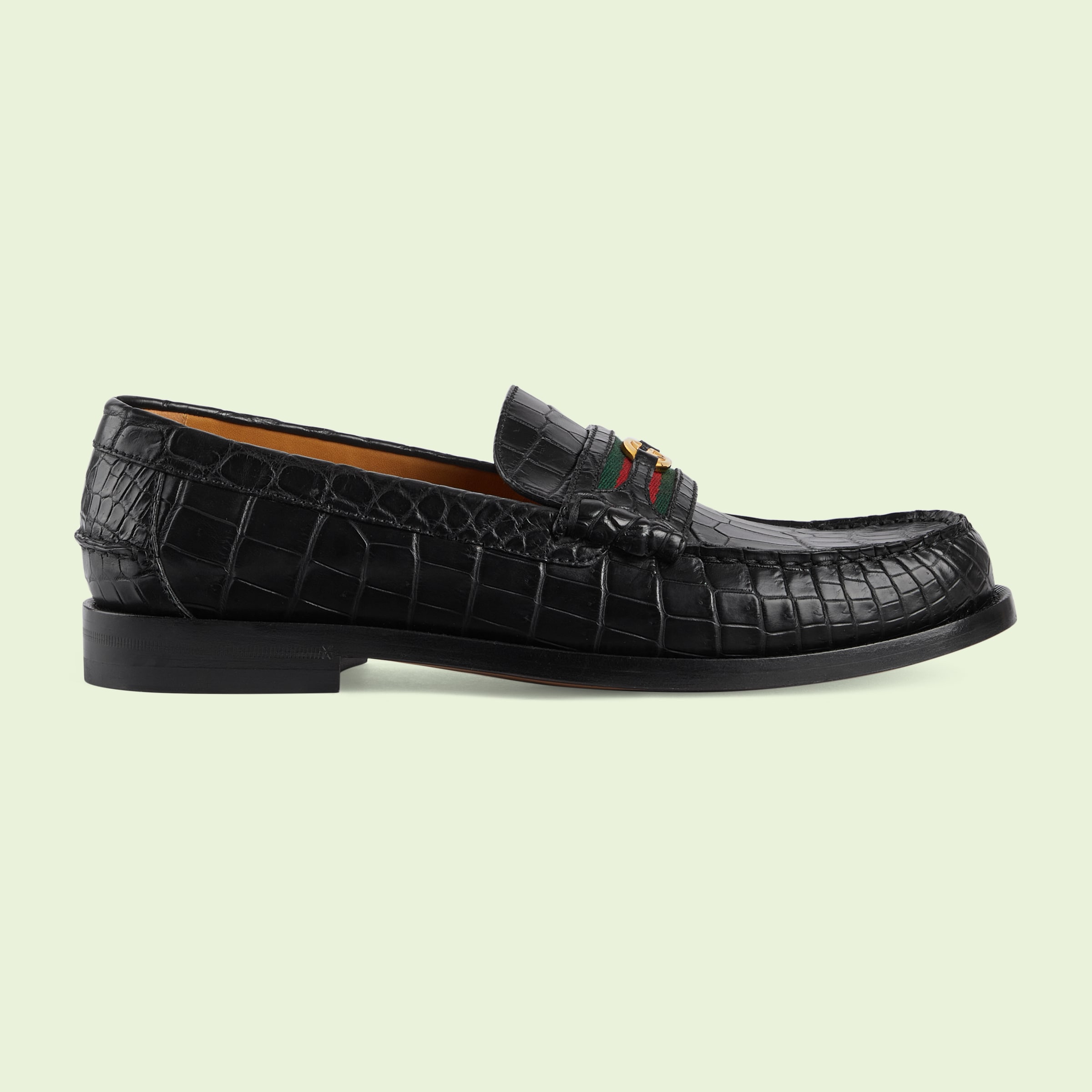 Men's crocodile loafer in black | GUCCI® US