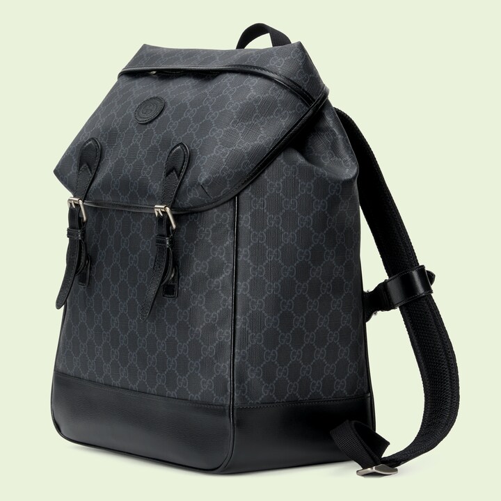 Medium backpack with Interlocking G in black GG Supreme | GUCCI® Canada