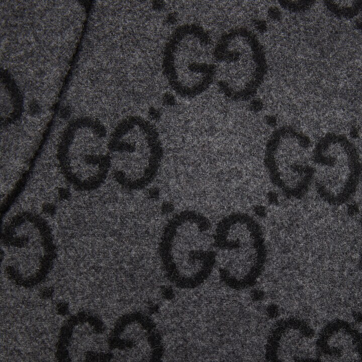 Reversible GG wool coat in black and grey | GUCCI® US