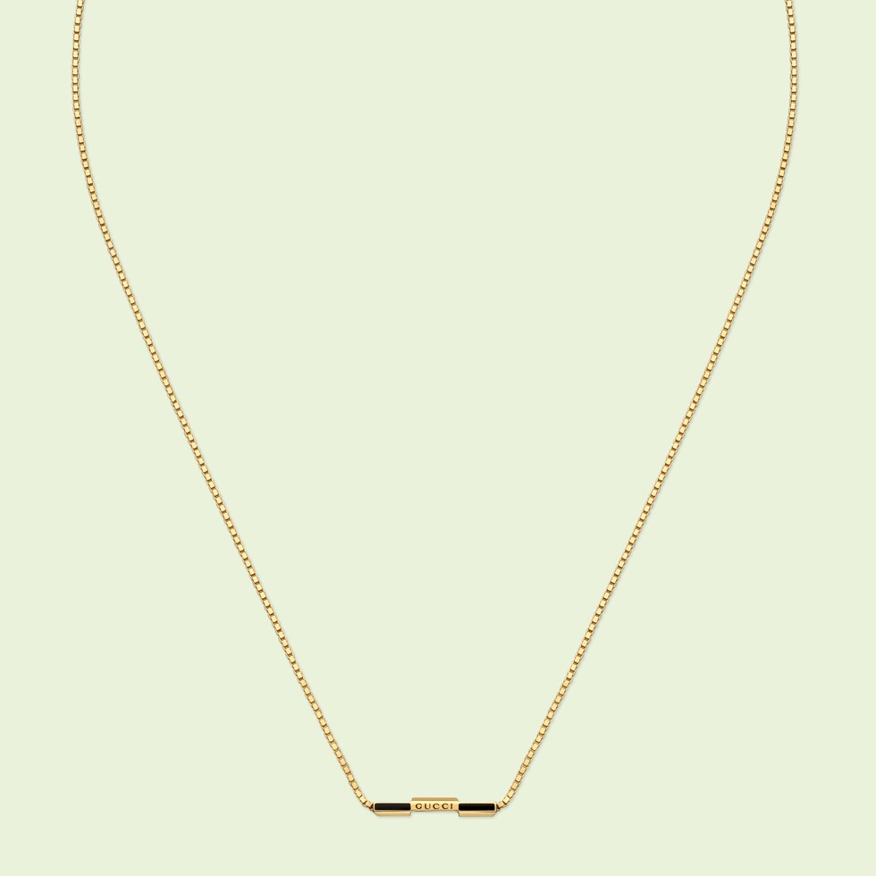 Gucci Link to Love necklace with 'Gucci' bar in 18k yellow gold | GUCCI® NL