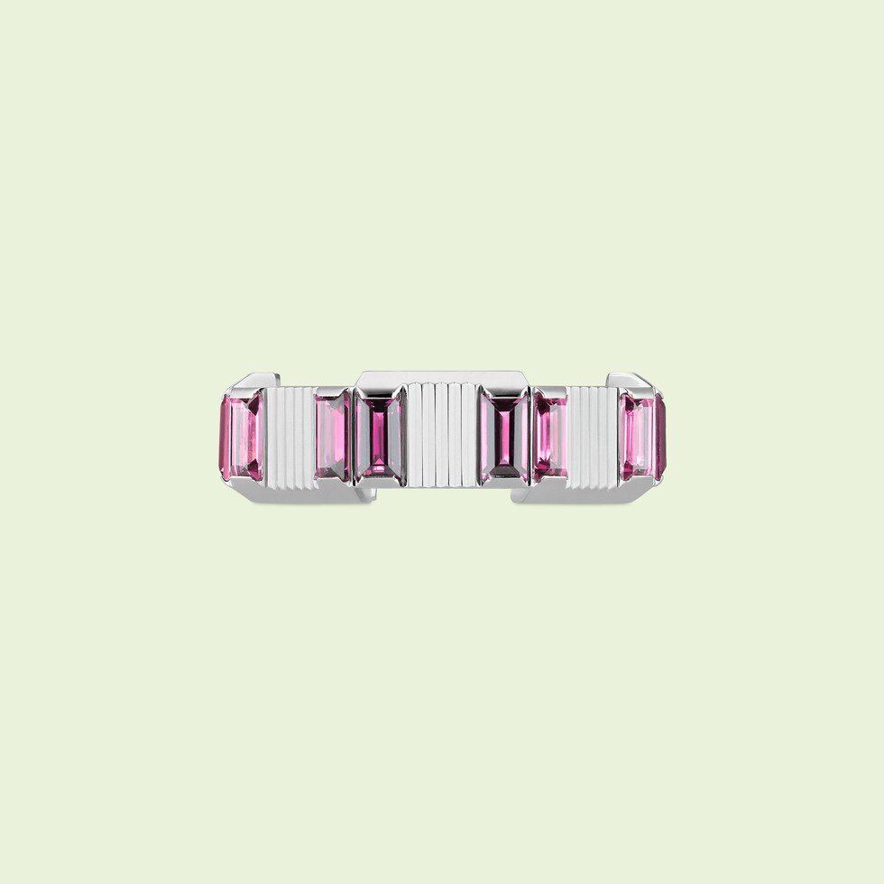Gucci Link to Love rubellite ring in18k white gold | GUCCI® TH