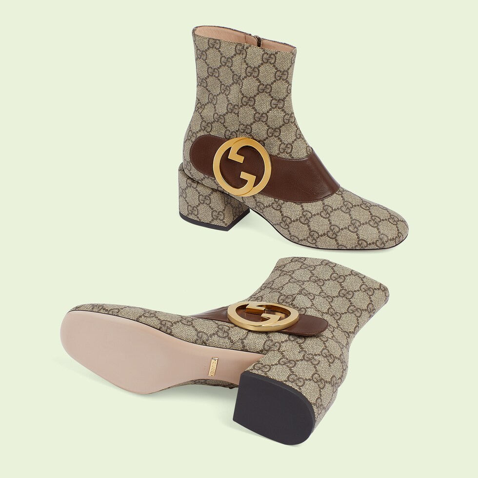 Botín Gucci Blondie para mujer en Supreme beige y ébano | GUCCI® ES