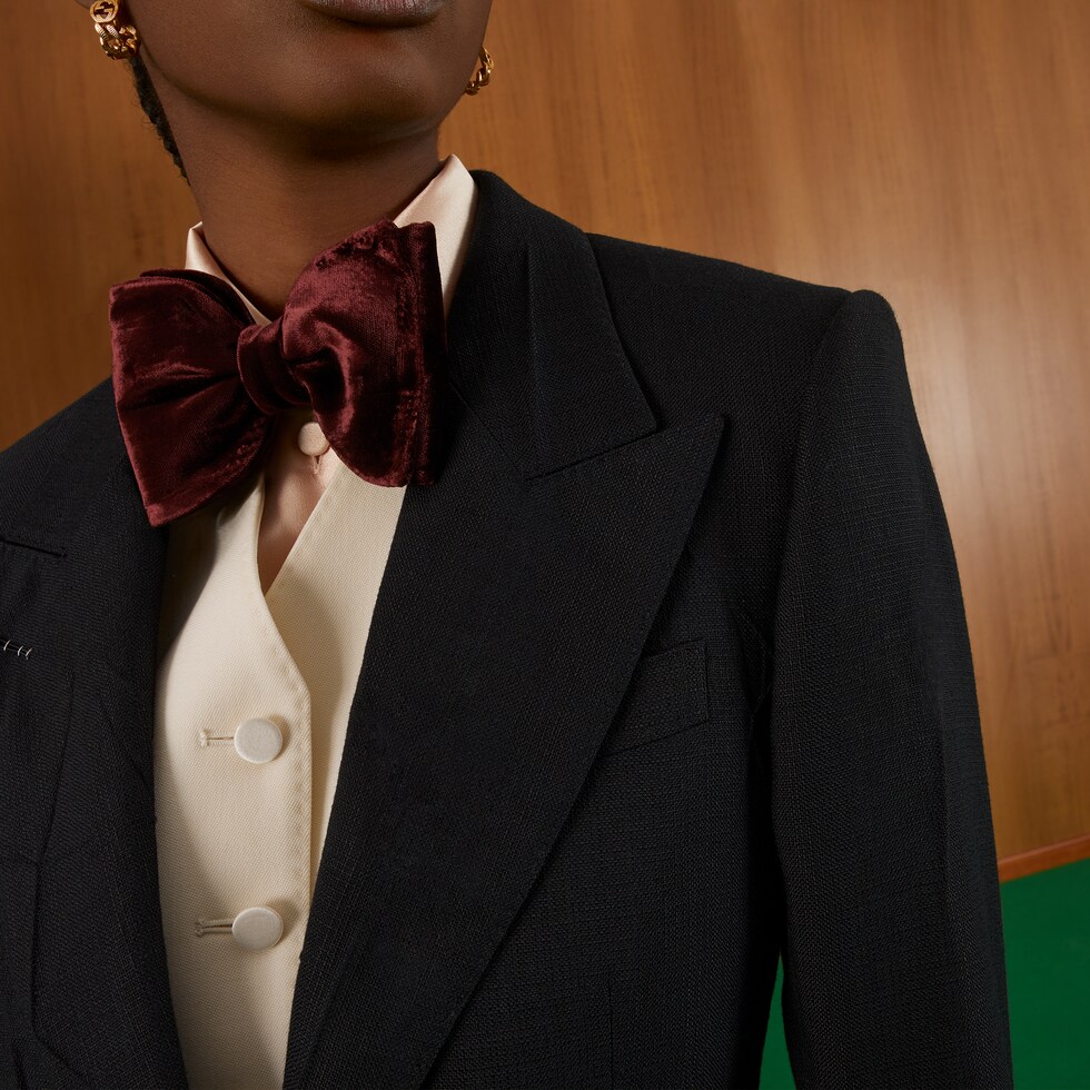 Wrinkled effect viscose jacket in black | GUCCI® NO