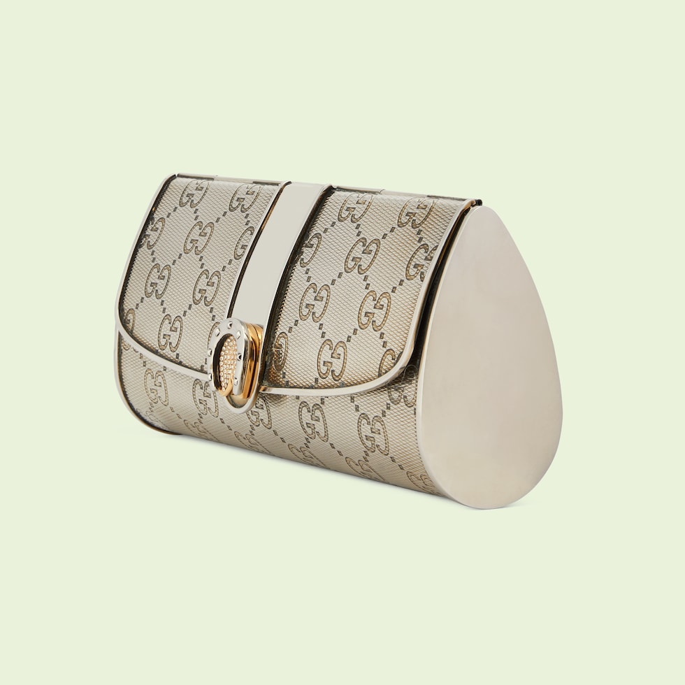 GG clutch with crystals in silver-toned metal | GUCCI® TH