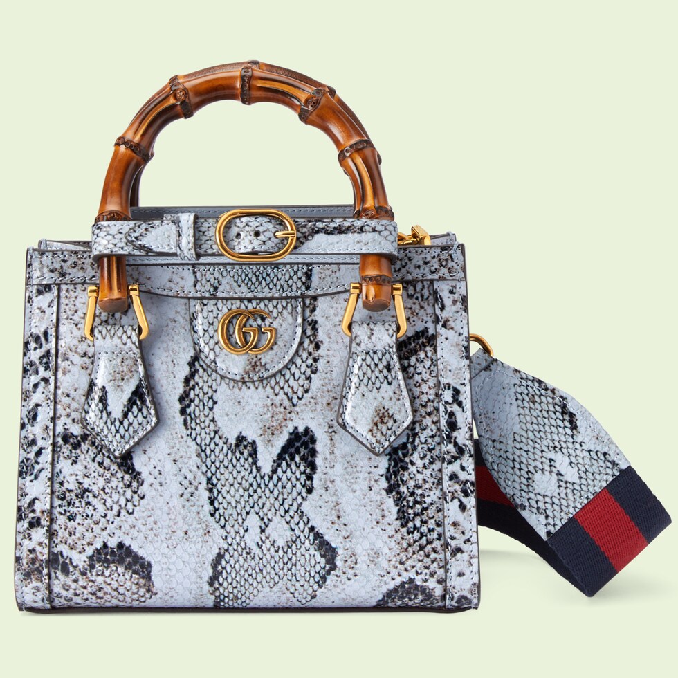 Gucci Diana mini python tote bag in light blue | GUCCI® AE