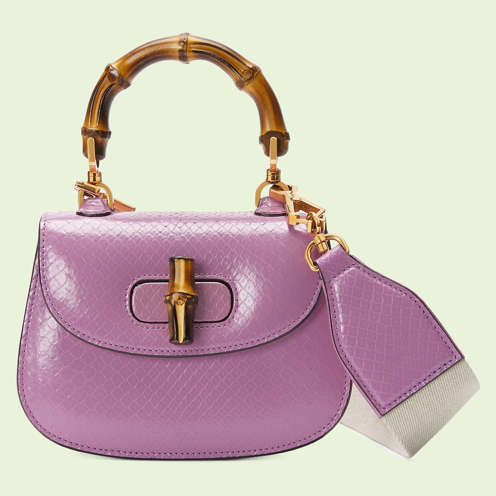Gucci Bamboo 1947 python mini bag in pink | GUCCI® PT