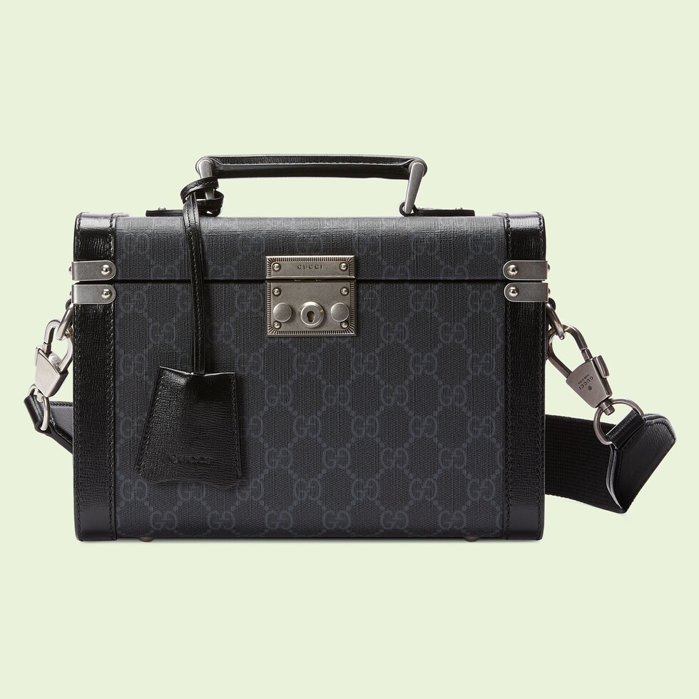 GG top handle beauty case in black Supreme | GUCCI® TH