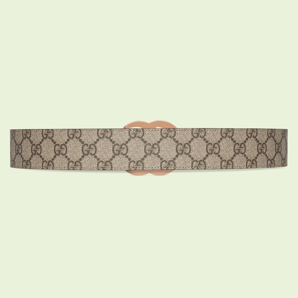 GG Marmont wide belt in beige and ebony GG Supreme | GUCCI® UK