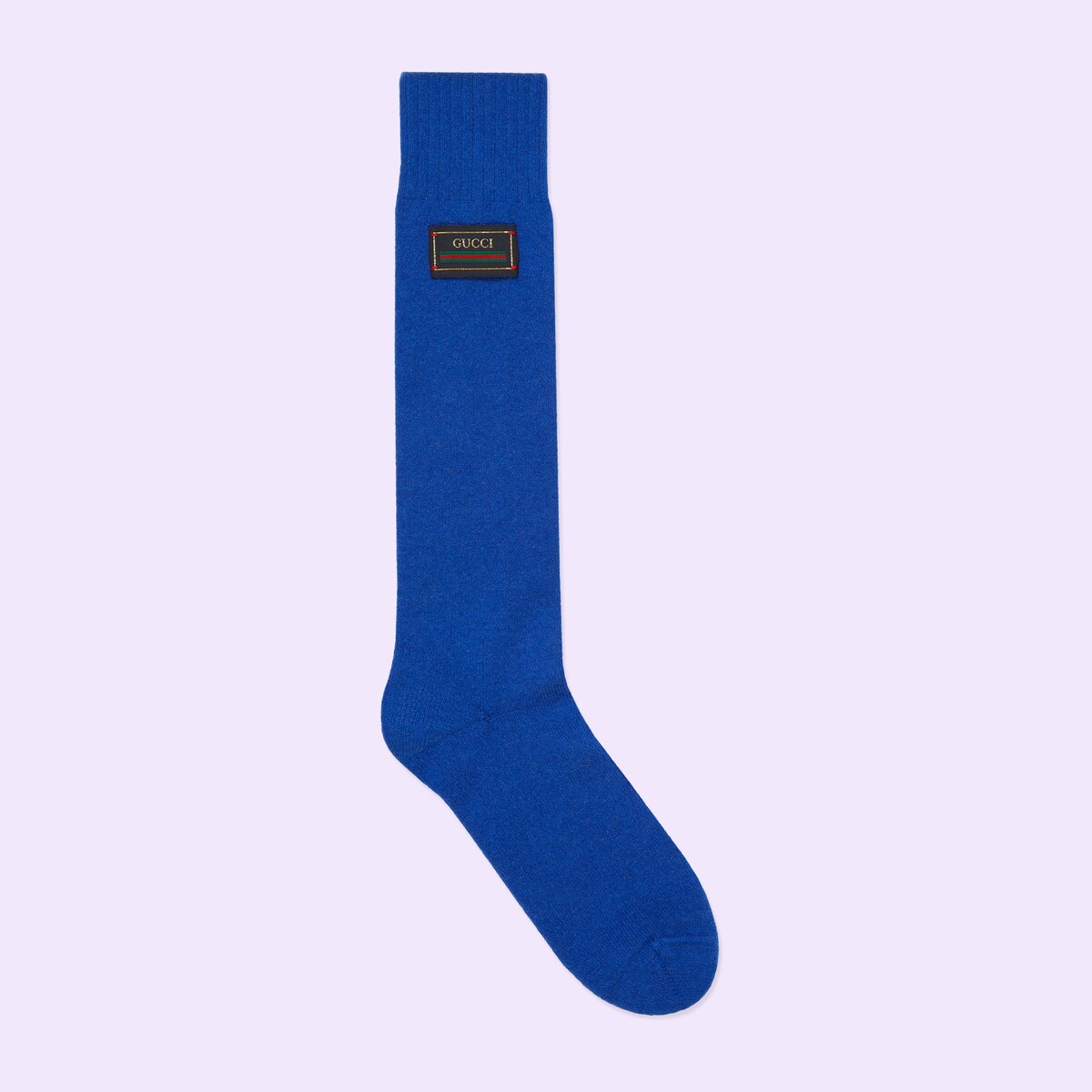 Long knit cashmere socks in blue | GUCCI® UK