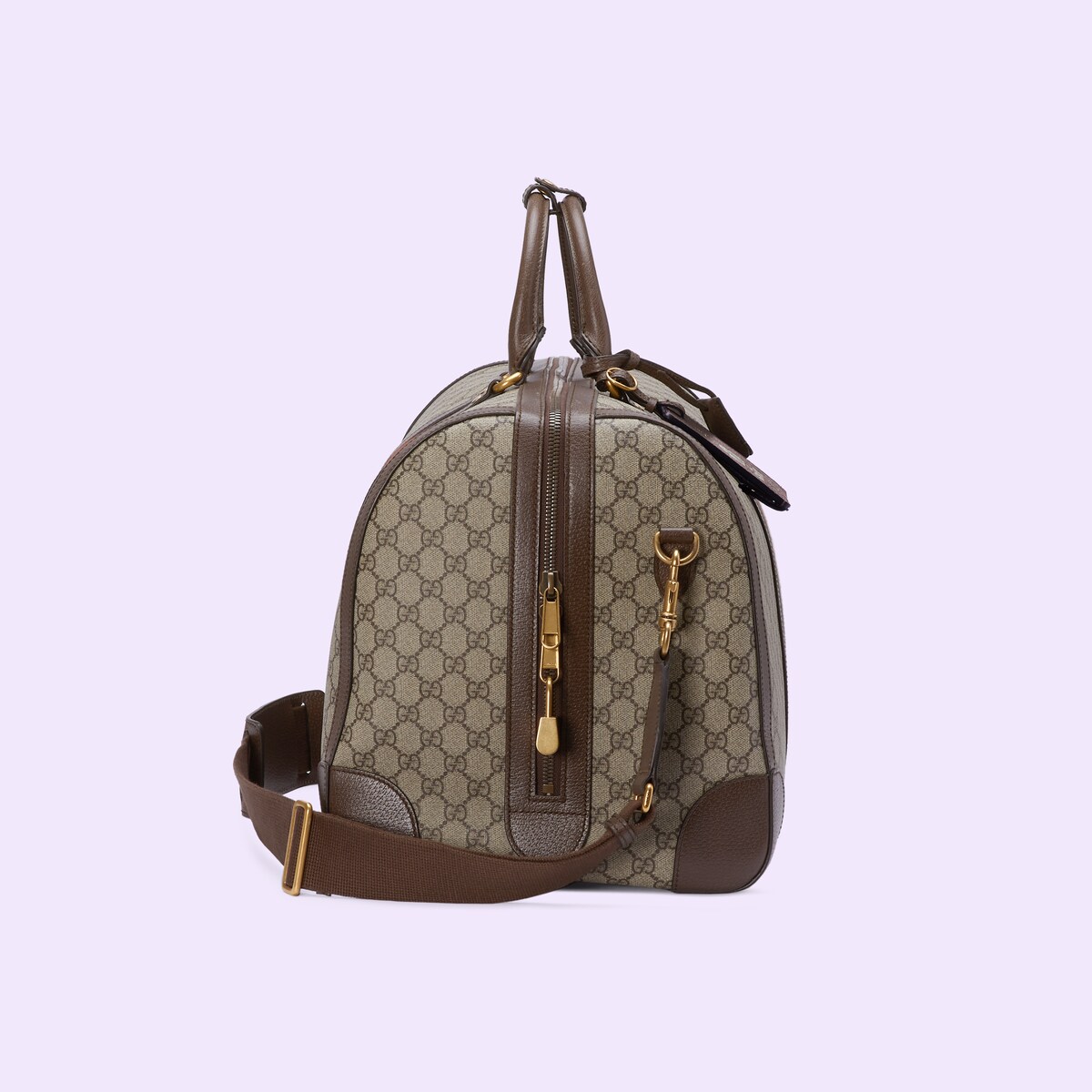Gucci Savoy large duffle bag in beige and ebony Supreme | GUCCI® SI