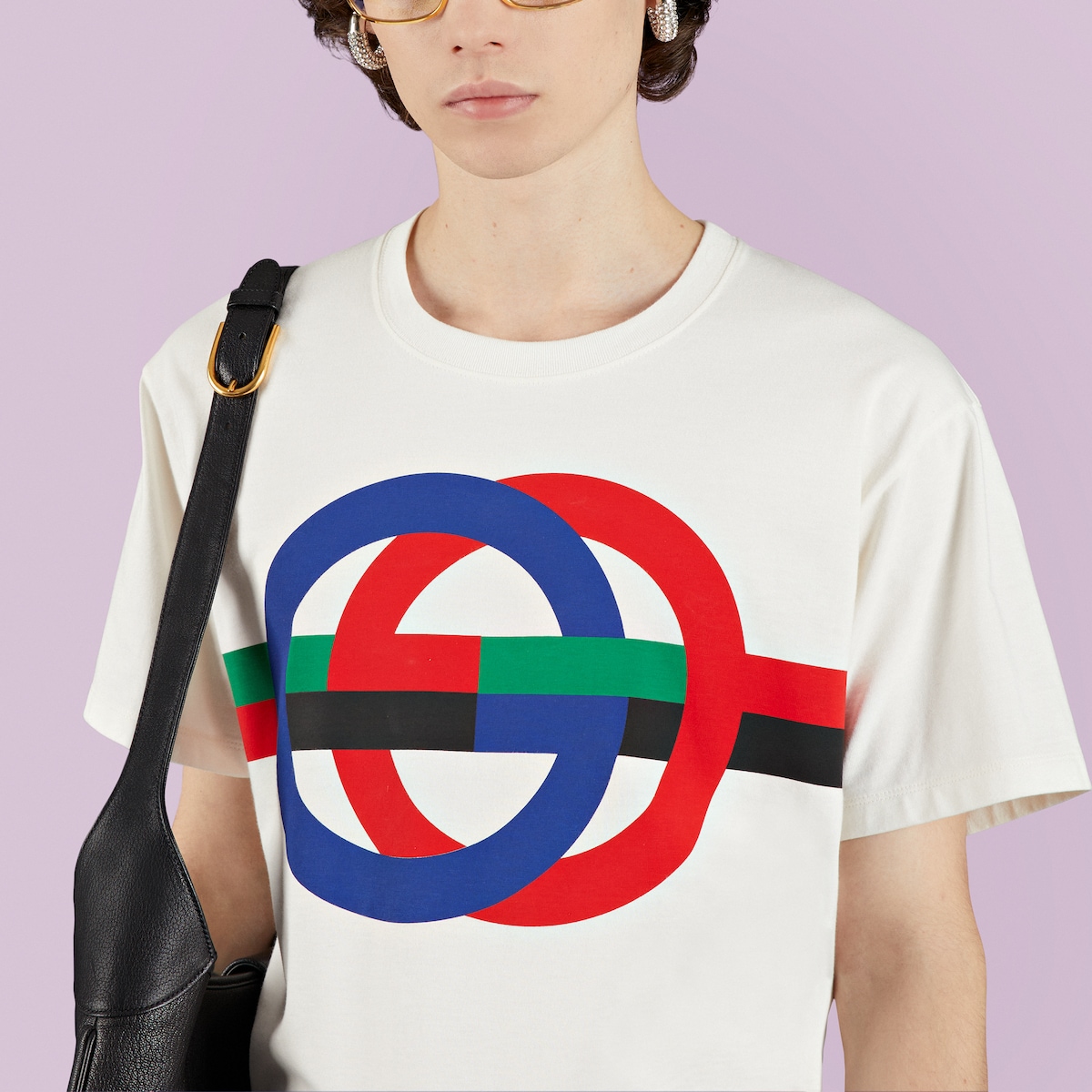 Round GG print cotton T-shirt in white | GUCCI® Australia