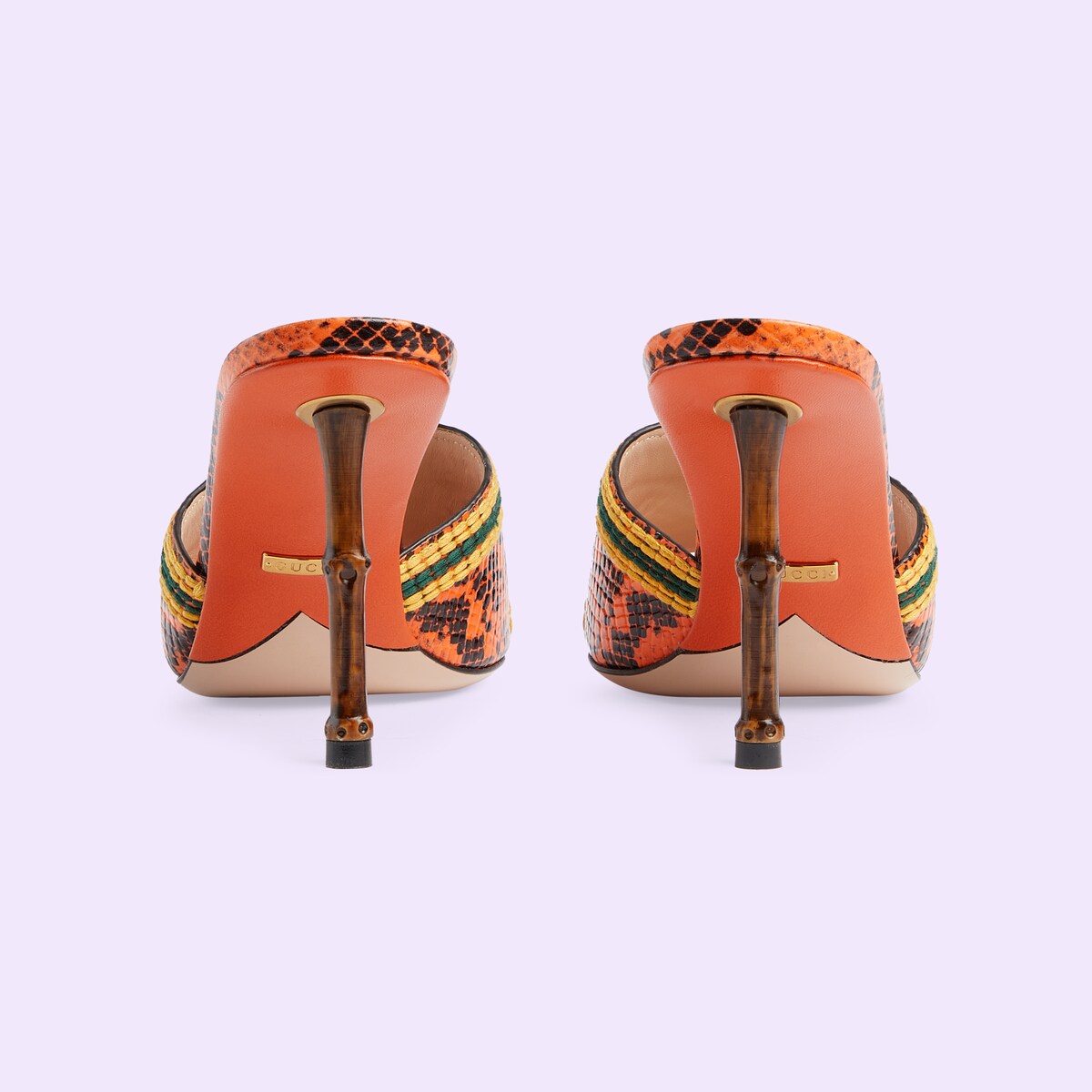 Women's python slide sandal in Orange Leather | GUCCI® SI