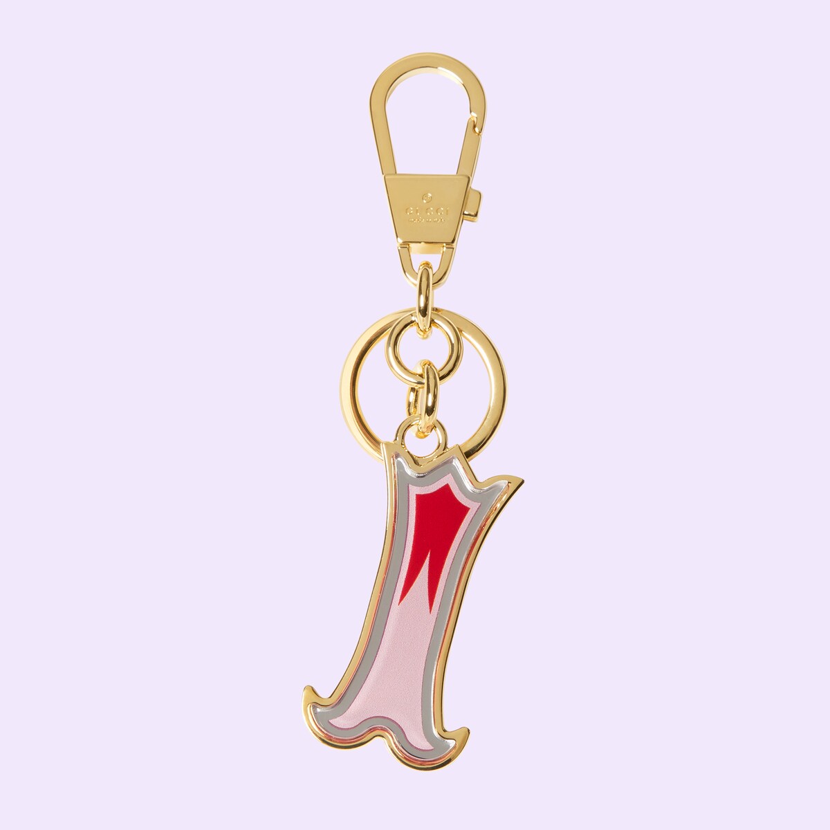 Letter I Plexiglas keychain in pink and gold | GUCCI® SG