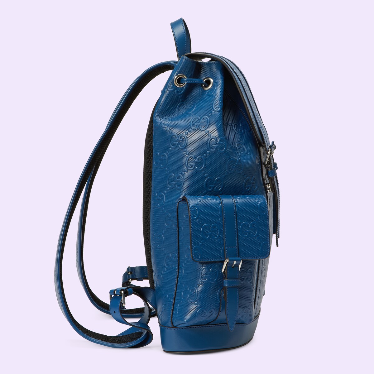 GG embossed backpack in blue leather | GUCCI® NZ