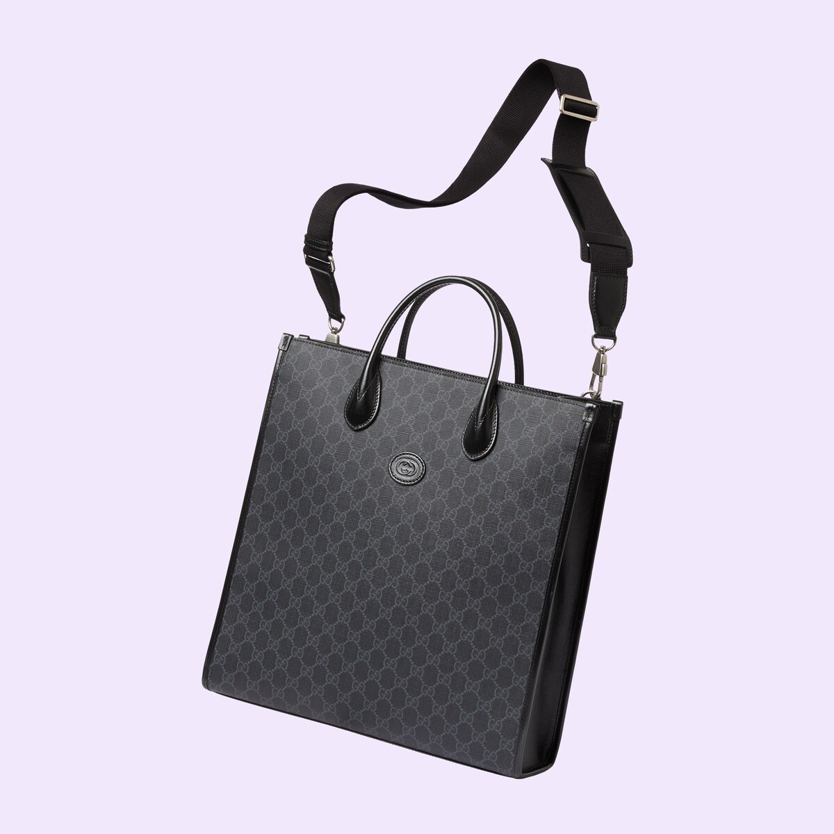 Medium tote bag with Interlocking G in black Supreme | GUCCI® NL