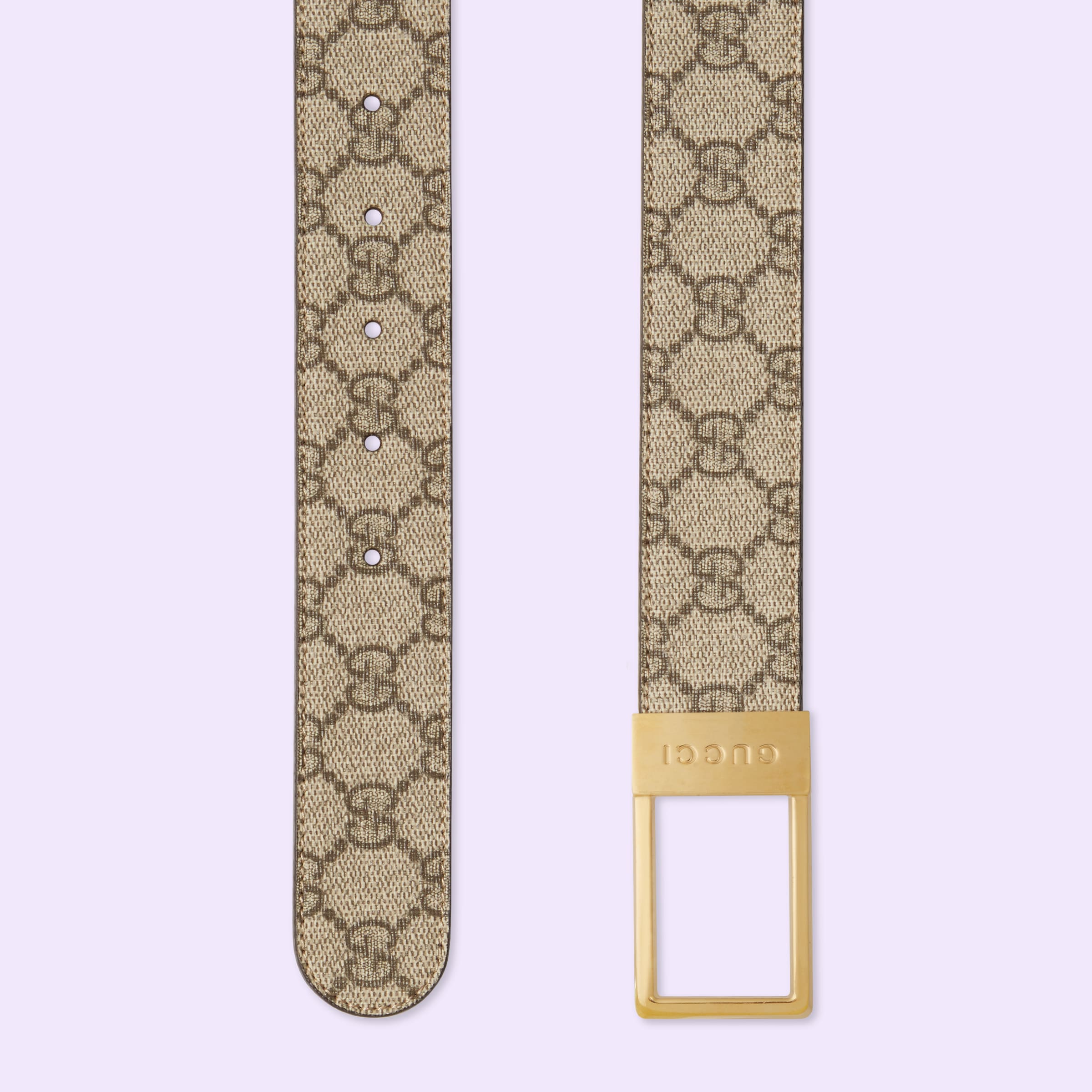 GG belt with rectangular buckle in beige and ebony GG Supreme | GUCCI® UK