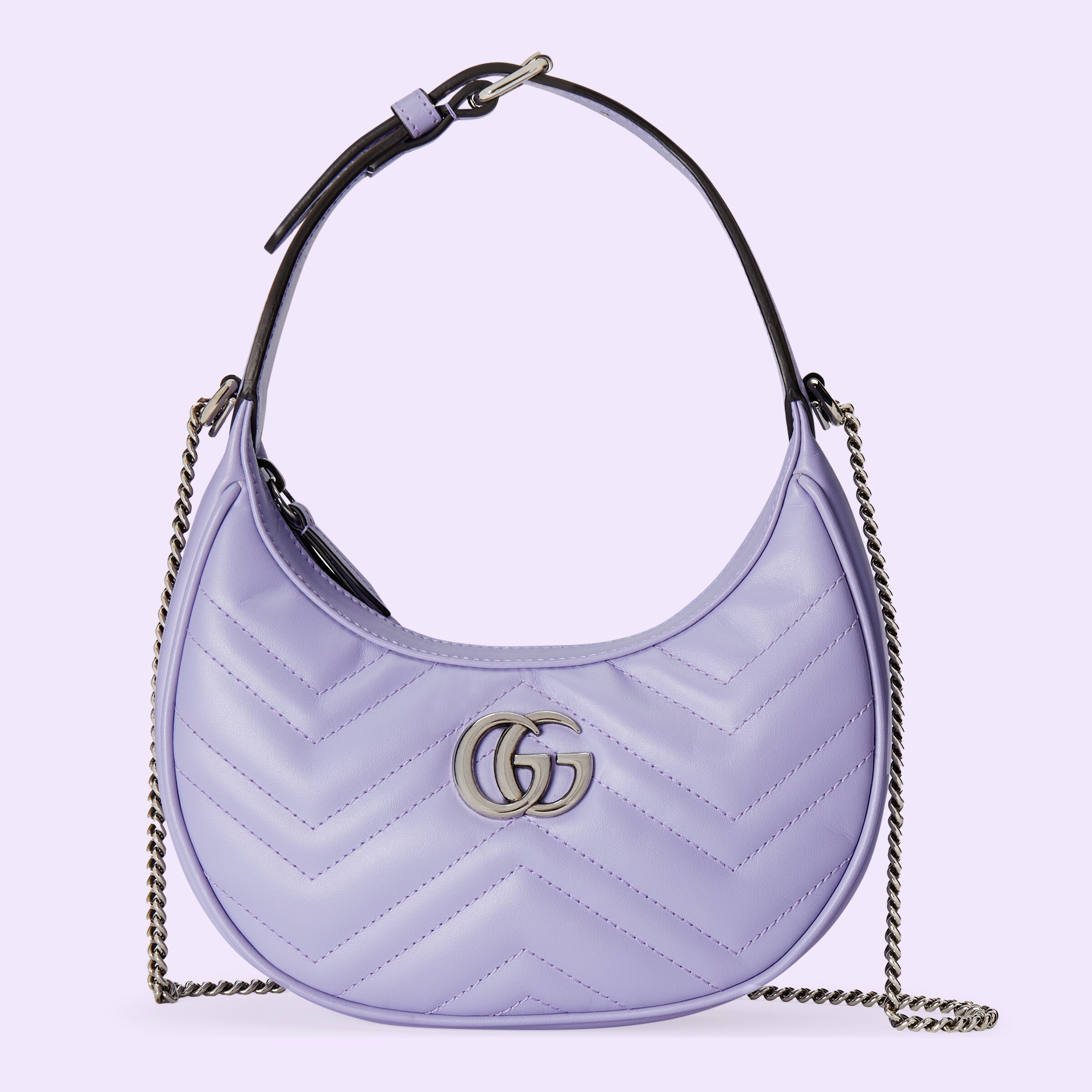 GG Marmont half-moon-shaped mini bag in lilac leather | GUCCI® US