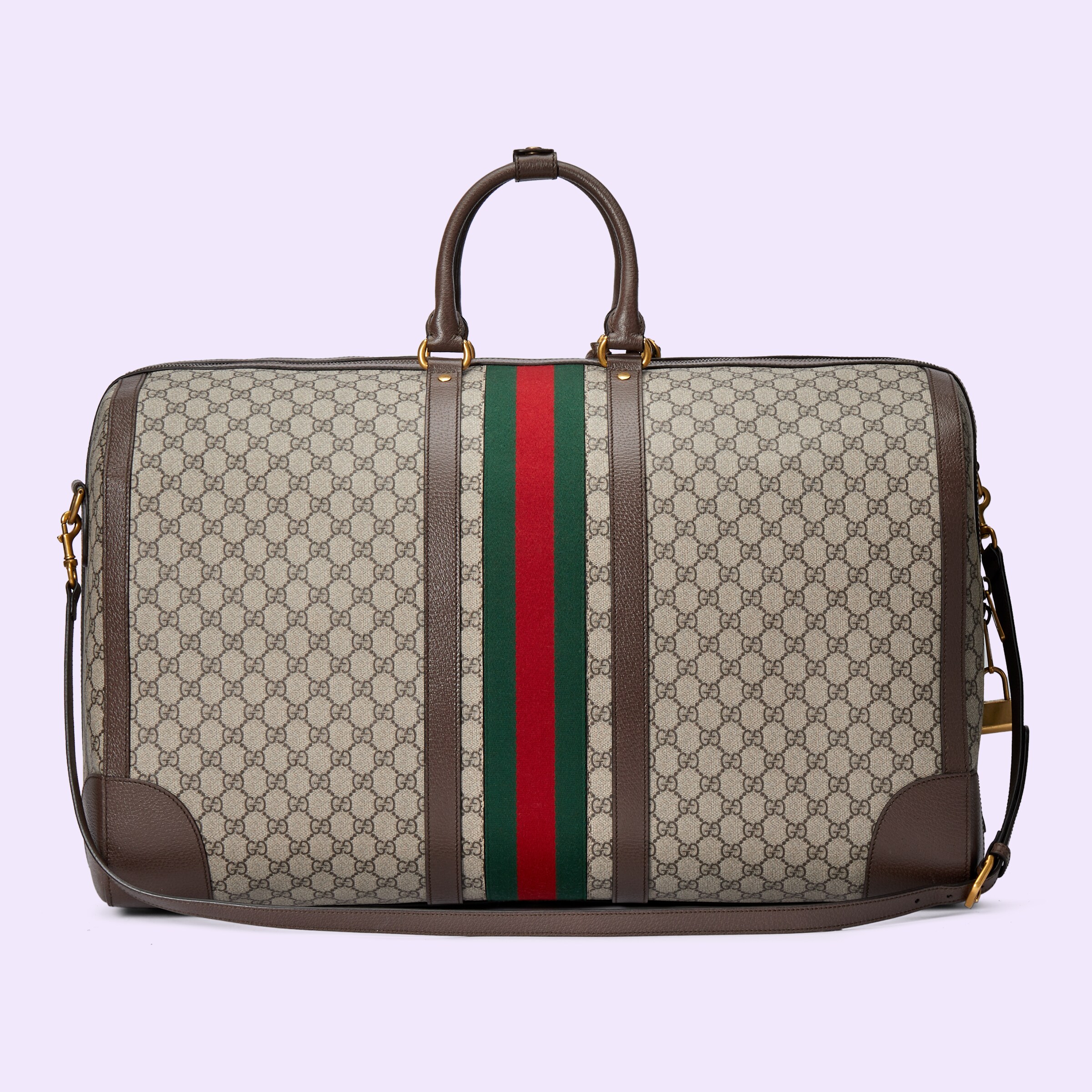 Gucci Savoy maxi duffle bag in beige and ebony Supreme | GUCCI® Canada