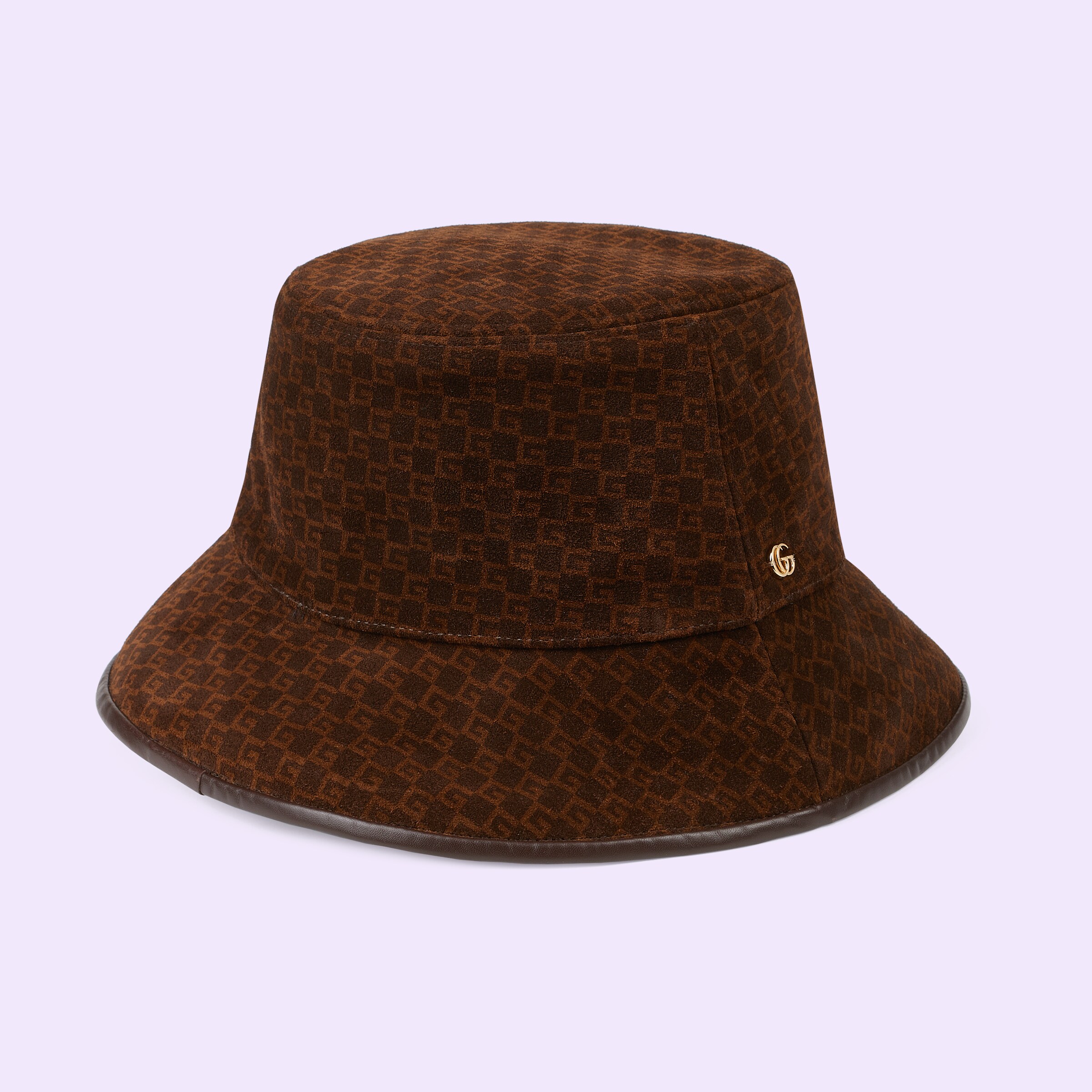Mini Square G suede bucket hat in dark brown | GUCCI® Canada