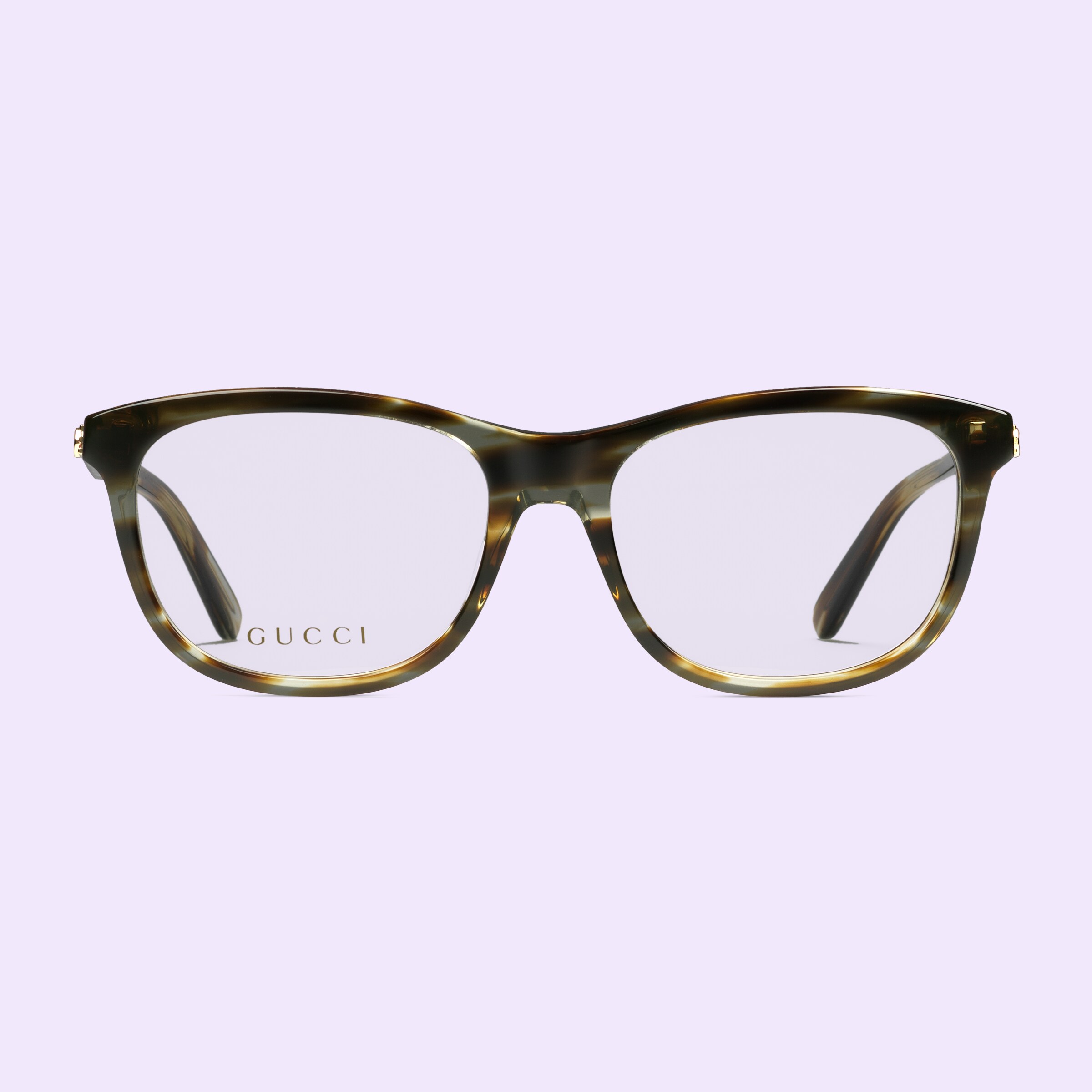 Rectangular optical frame in tortoiseshell acetate | GUCCI® UK