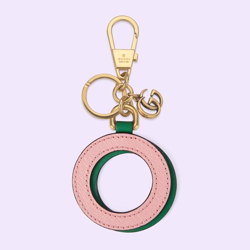 Letter O keychain in pink and green leather | GUCCI® UK