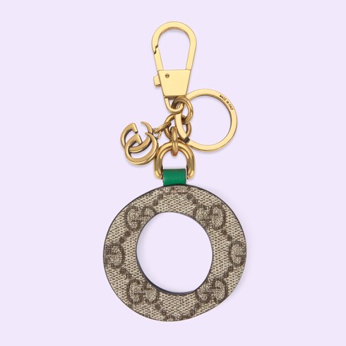 Letter O keychain in pink and green leather | GUCCI® UK
