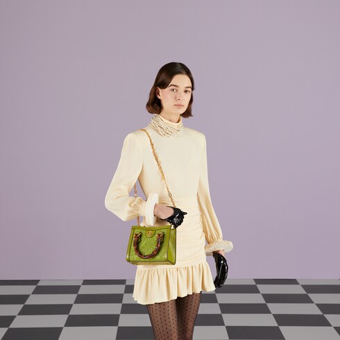 Gucci Diana mini GG crystal tote bag in Green Precious Skins | GUCCI® SI