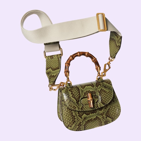 Gucci Bamboo 1947 mini python bag in Green Precious Skins | GUCCI® SI