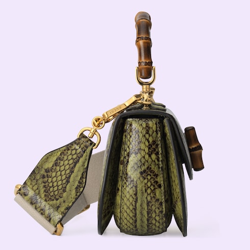 Gucci Bamboo 1947 mini python bag in Green Precious Skins | GUCCI® SI