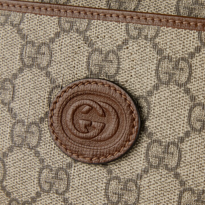 Mini sac GG en forme de demi-lune en toile Supreme beige et ébène ...