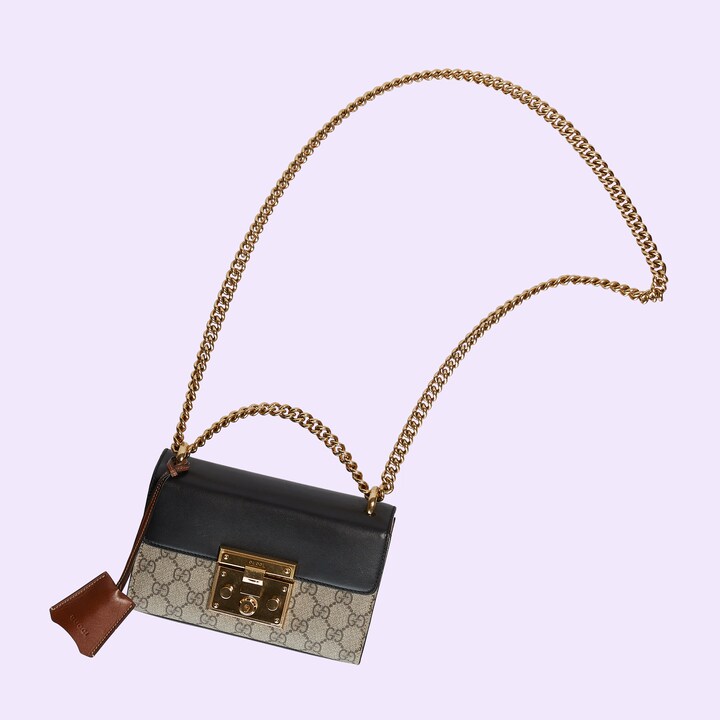 SA ®غوتشي |‎Padlock Mini shoulder bag in beige and ebony GG Supreme