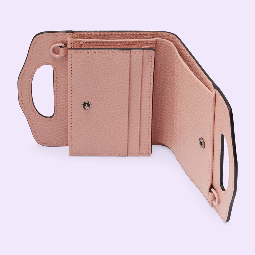 GG Marmont top handle card case wallet in light pink leather | GUCCI® AE