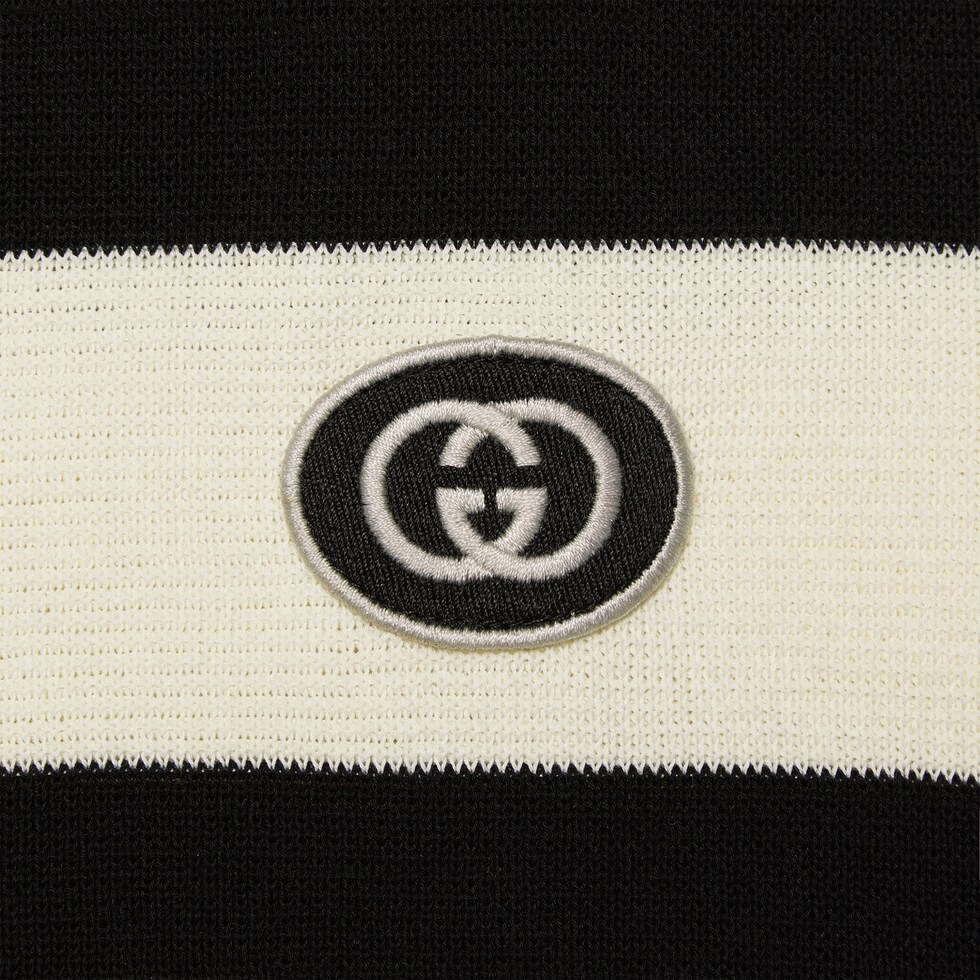 Detachable sleeves knit polo in ivory and black | GUCCI® UK