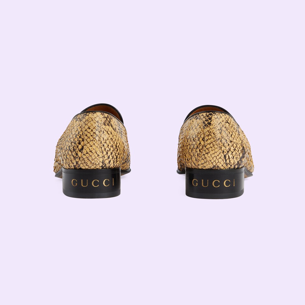 Men's python loafer in beige and black | GUCCI® AE