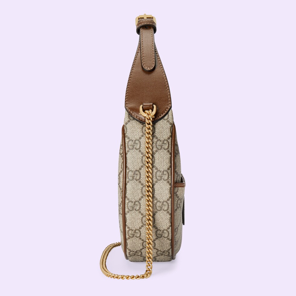 GG half-moon-shaped mini bag in beige and ebony Supreme | GUCCI® SE