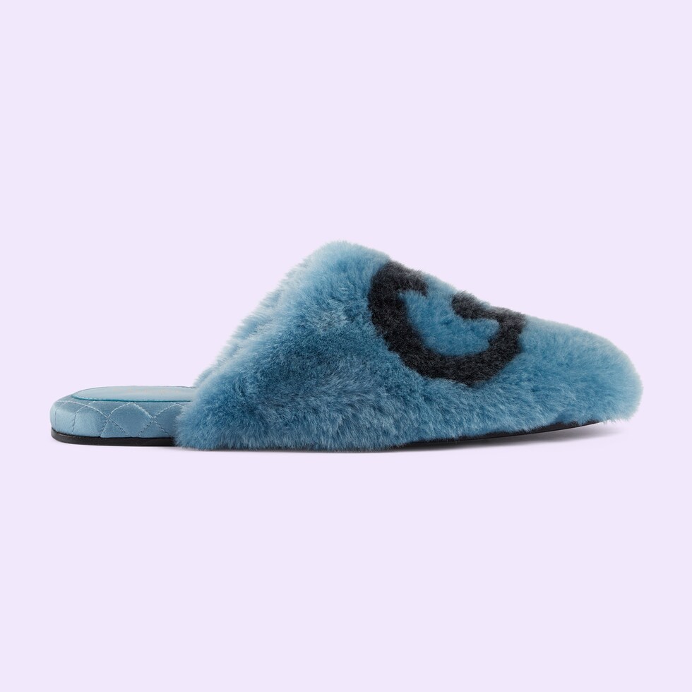 Women's Interlocking G slipper in cyan fabric | GUCCI® NL