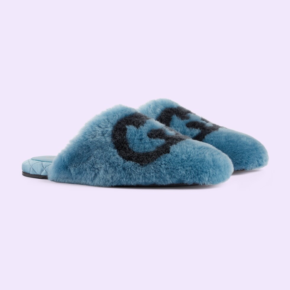 Women's Interlocking G slipper in cyan fabric | GUCCI® DK