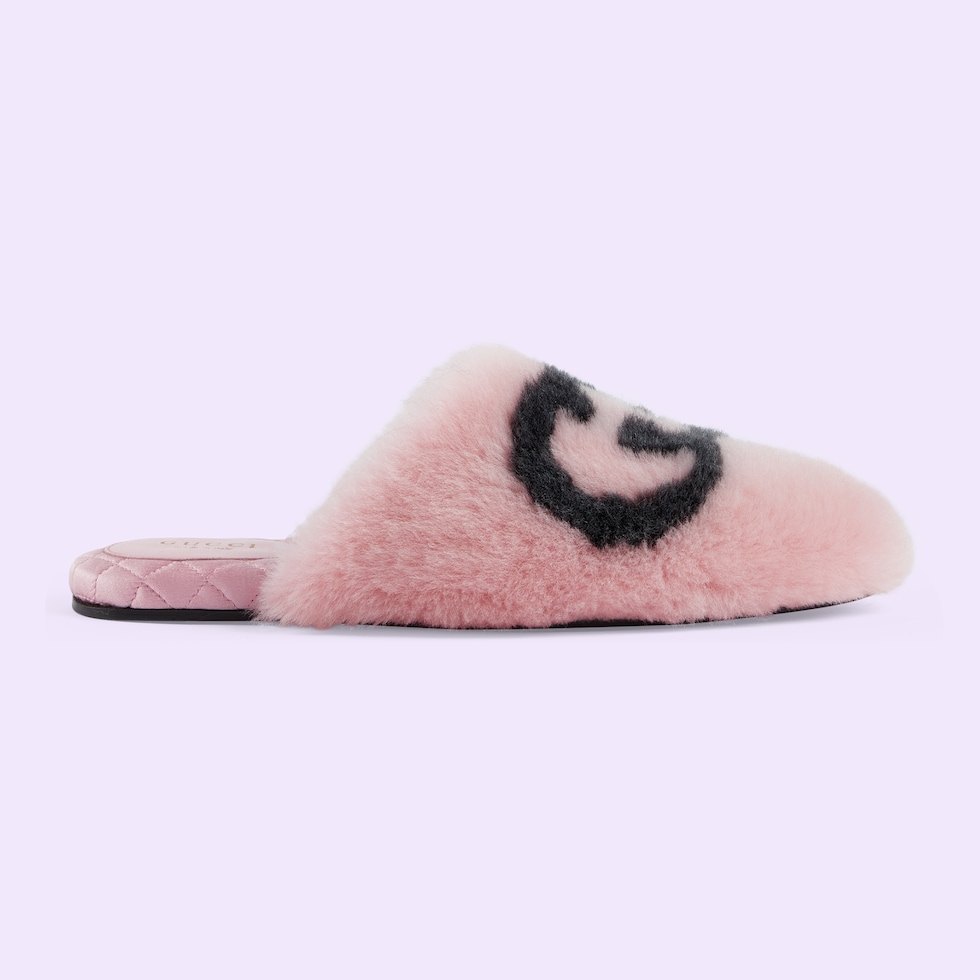 Women's Interlocking G slipper in pink fabric | GUCCI® PT