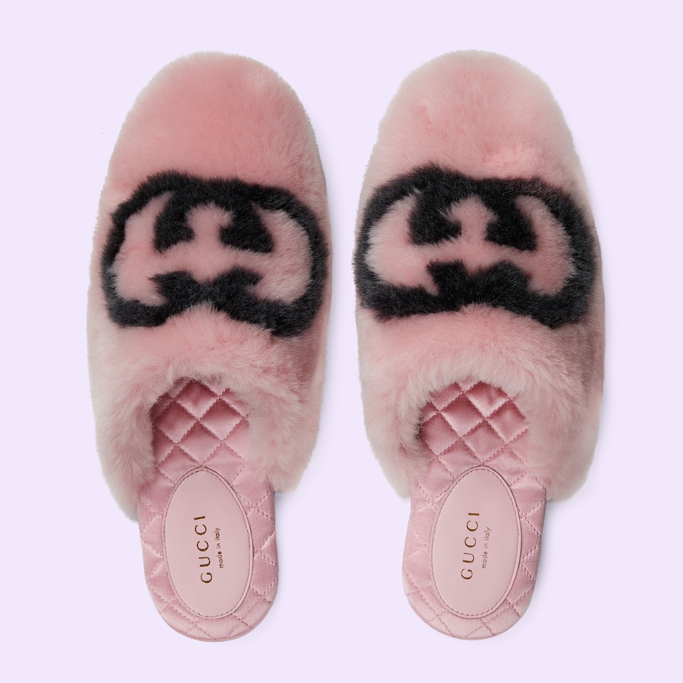 Women's Interlocking G slipper in pink fabric | GUCCI® SE