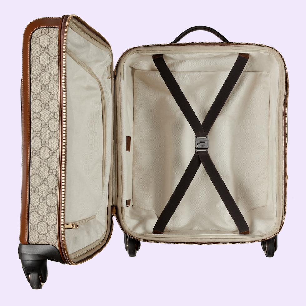 Gg Small Cabin Trolley With Interlocking G In Beige And Ebony Supreme