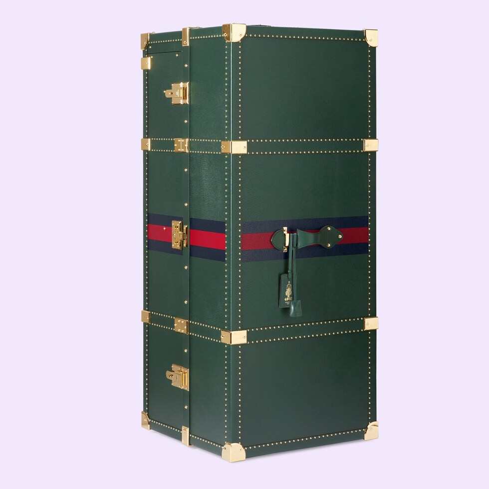 Gucci Savoy trunk in green leather | GUCCI® AE