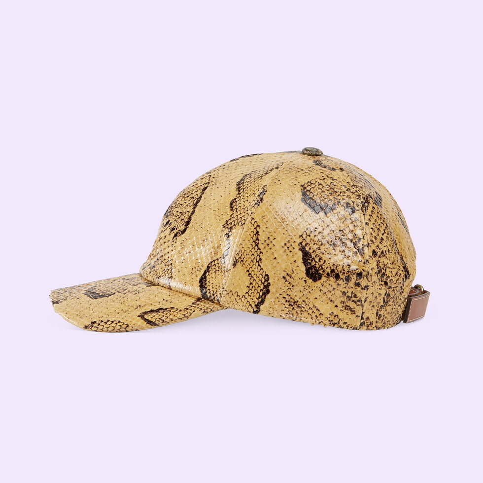 GG Supreme and python baseball hat in beige, ebony and yellow | GUCCI® PL