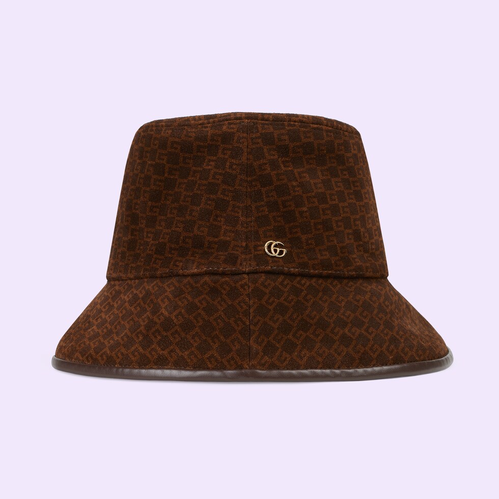 Mini Square G suede bucket hat in dark brown | GUCCI® UK