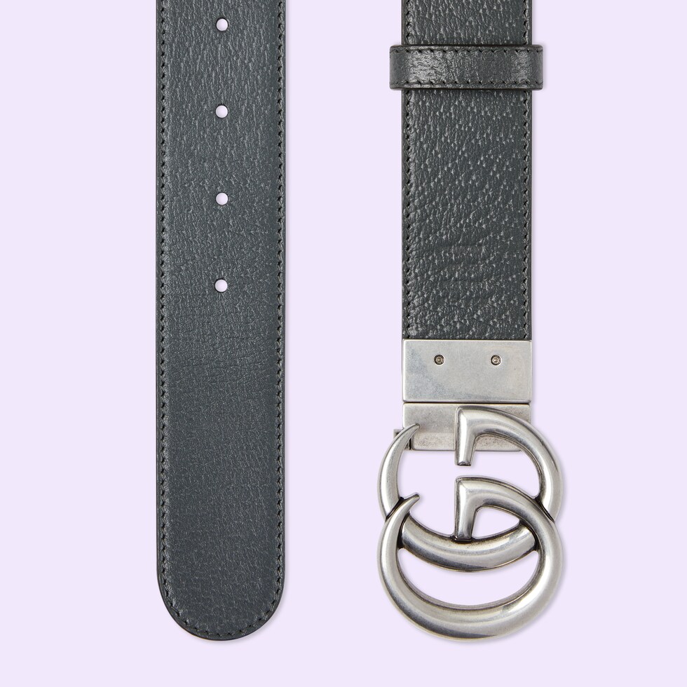 GG Marmont reversible belt in grey and black Supreme | GUCCI® AE