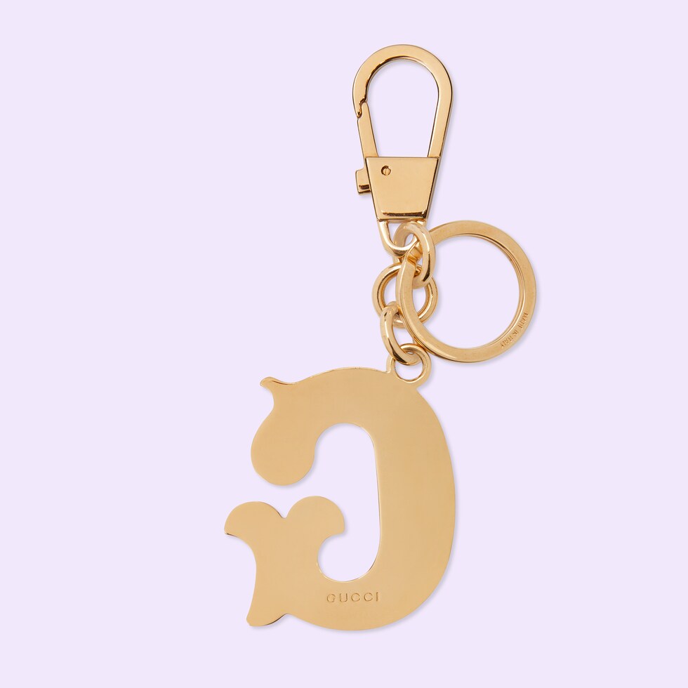Letter G Plexiglas keychain in dark blue and gold | GUCCI® AE
