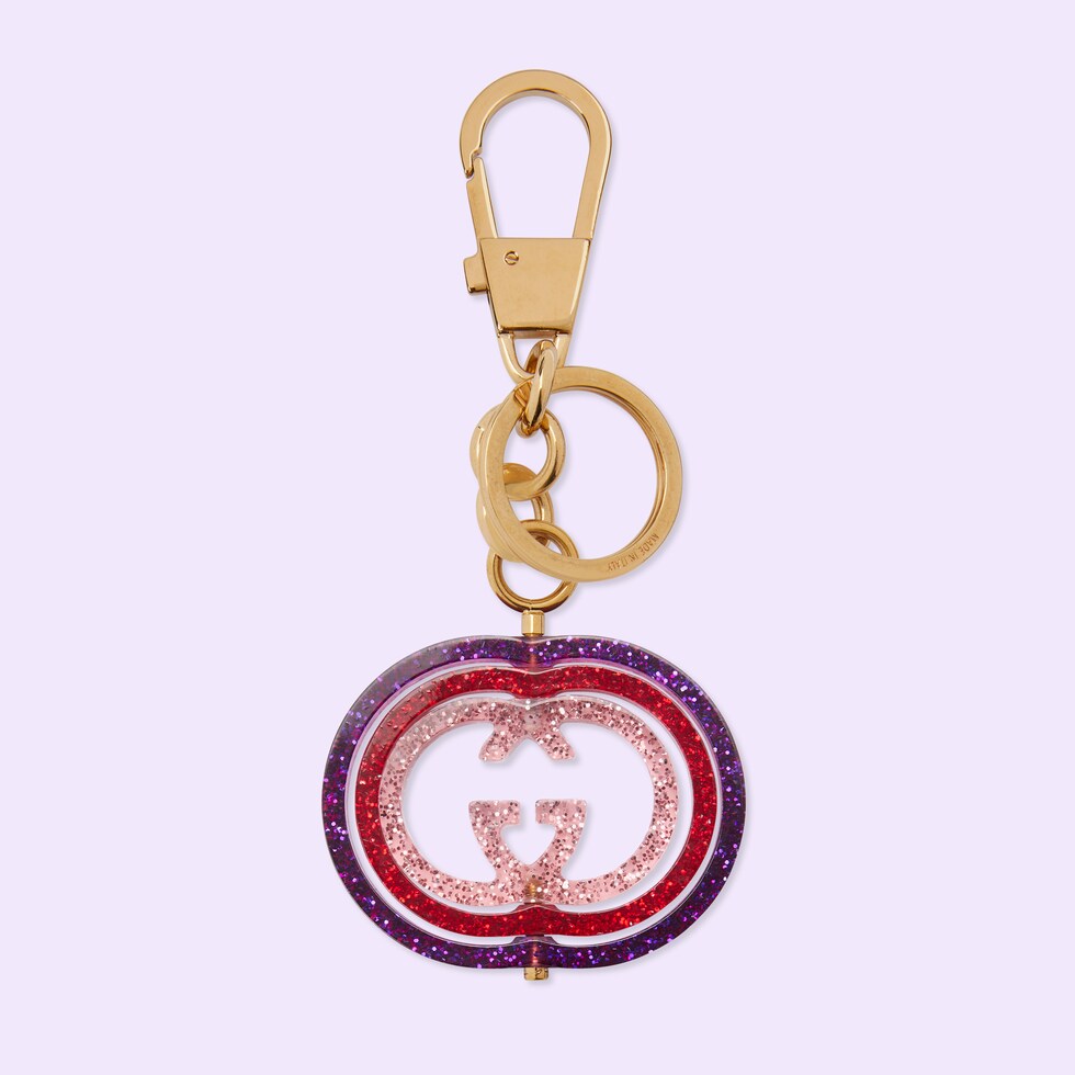 SA ®غوتشي |‎Interlocking G glitter keychain in multicolour Plexiglas