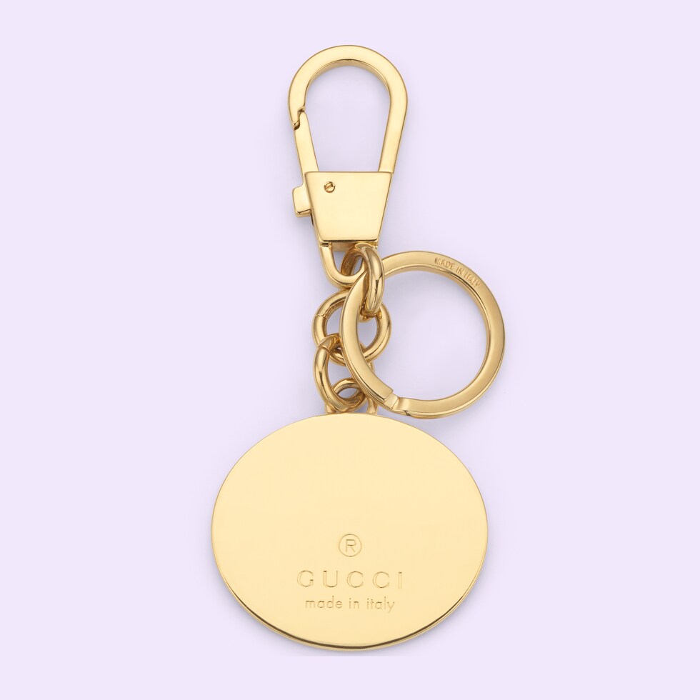 Enamel keychain with Interlocking G in red and blue metal | GUCCI® NL