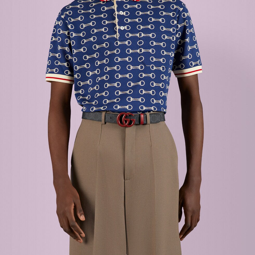 GG Marmont belt in black and red Supreme | GUCCI® NL