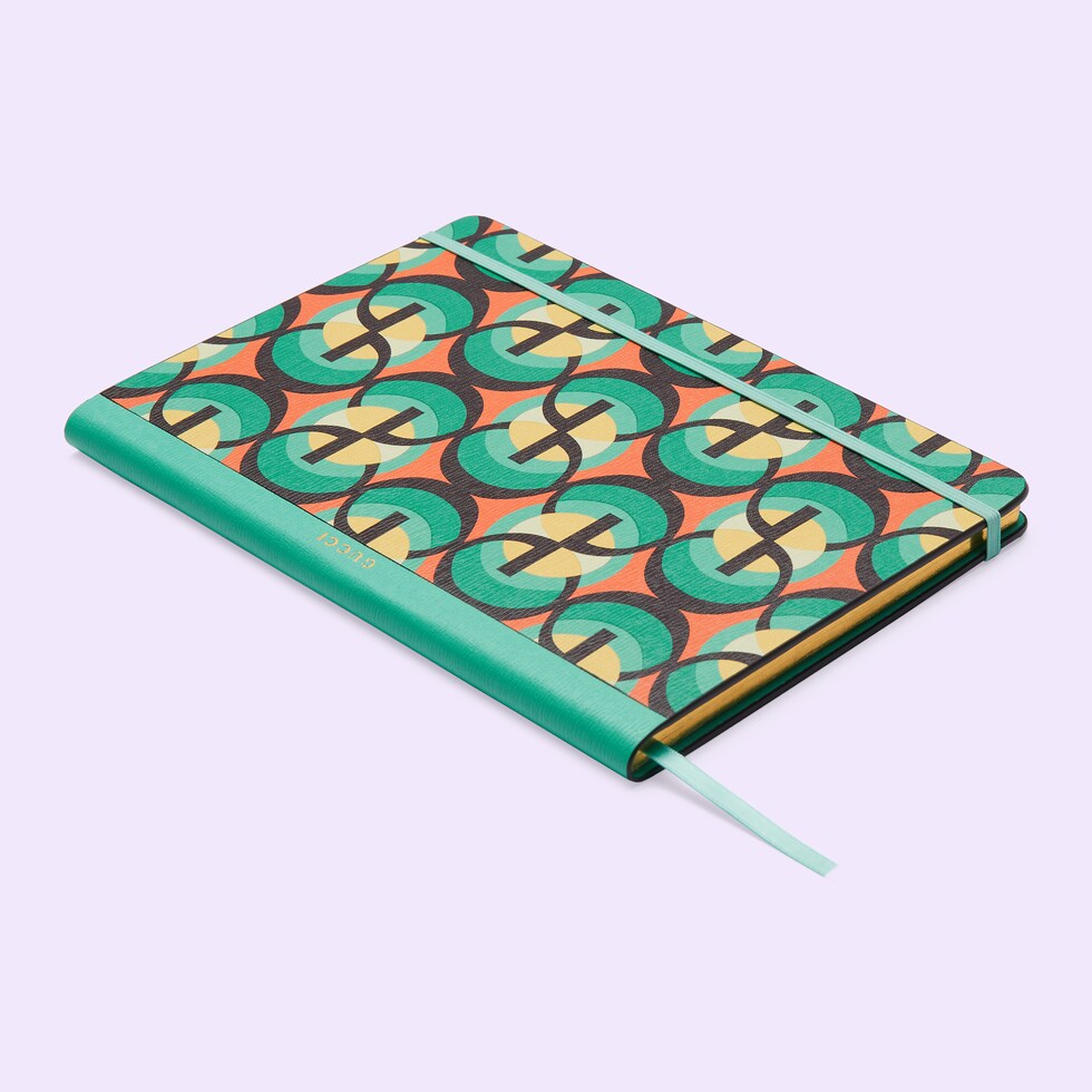 GG cascade large notebook in aquamarine and black Demetra | GUCCI® AE