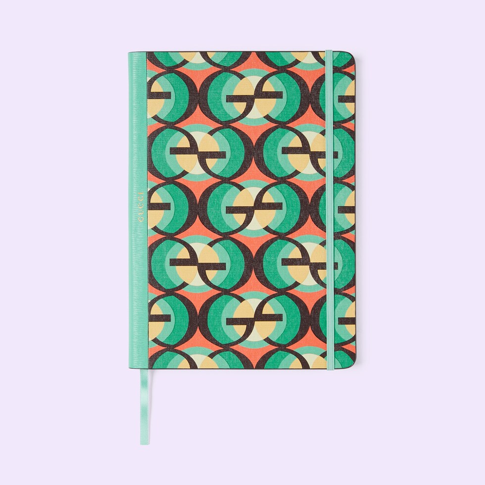 GG cascade large notebook in aquamarine and black Demetra | GUCCI® AE